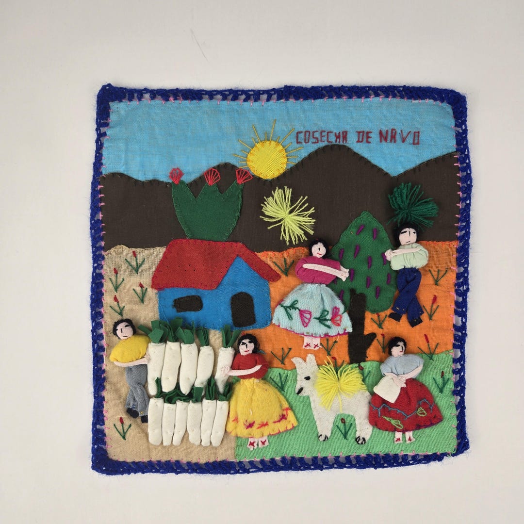 Peru Arpillera Folk Art Tapestry Wall Hanging 3D Applique Handmade 10 ...