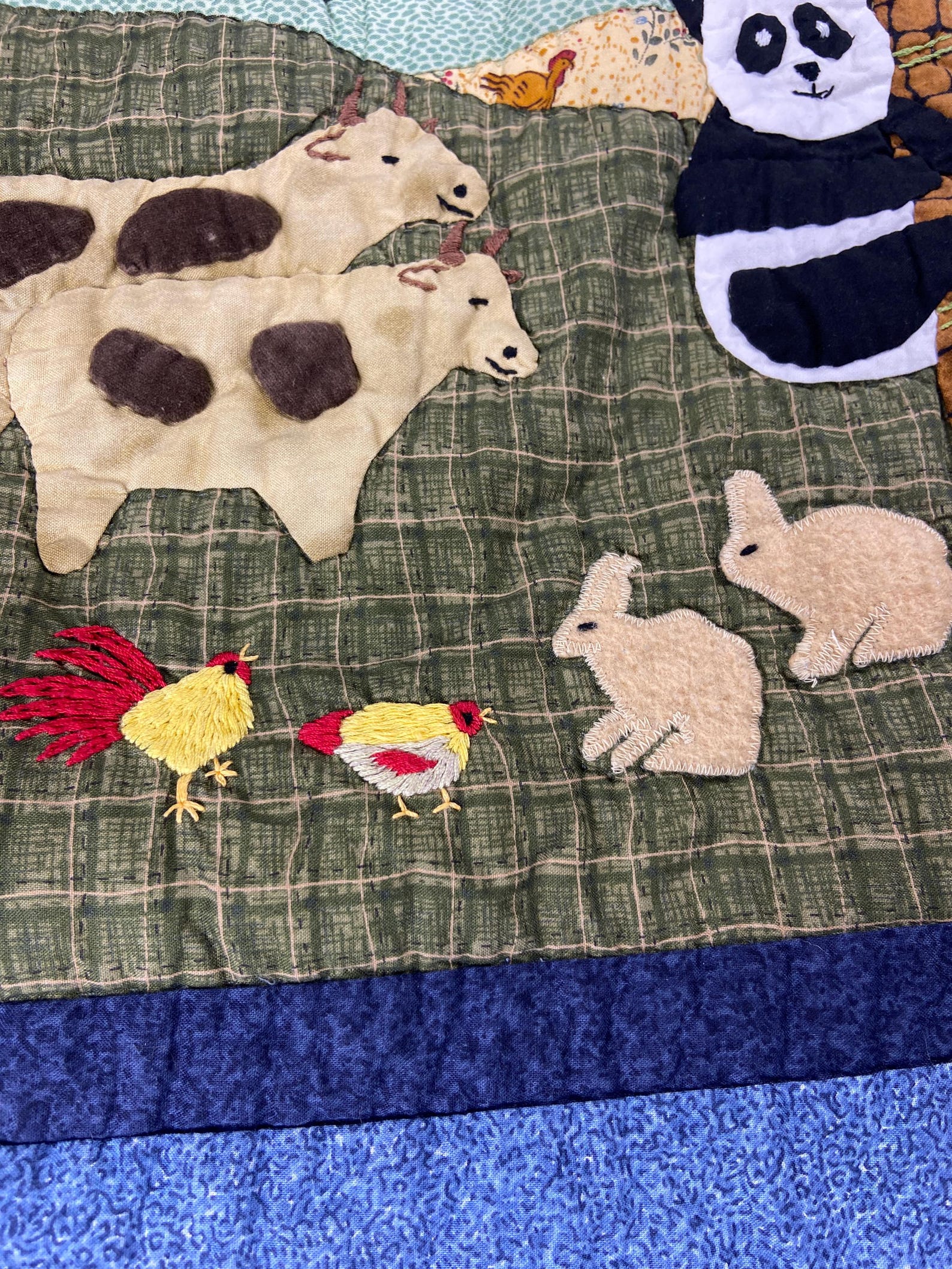 Donna Sharpe Noah’s Ark Animals Vintage Patchwork Baby Crib Quilt 50” X ...