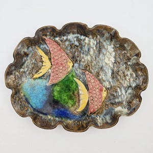 Studio Pottery Fish Serving Platter Glass Hand Made Trinket Dish Plate ...