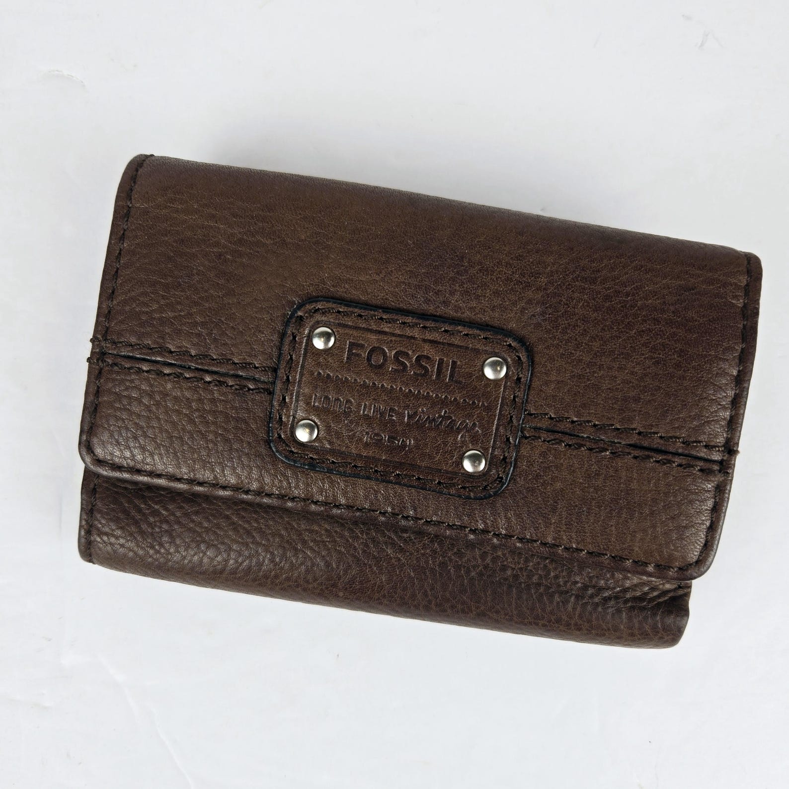 FOSSIL Long Live Vintage 1954 Trifold Wallet W/ID Insert Women's Brown ...