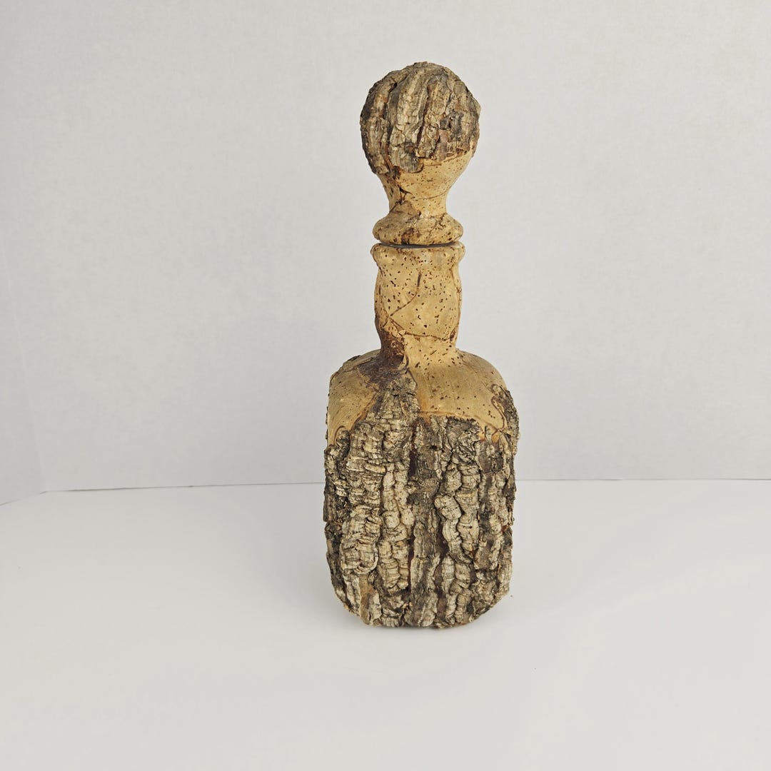 Vintage Italian Cork Bark Covered Glass Decanter With Stopper Rustic ...
