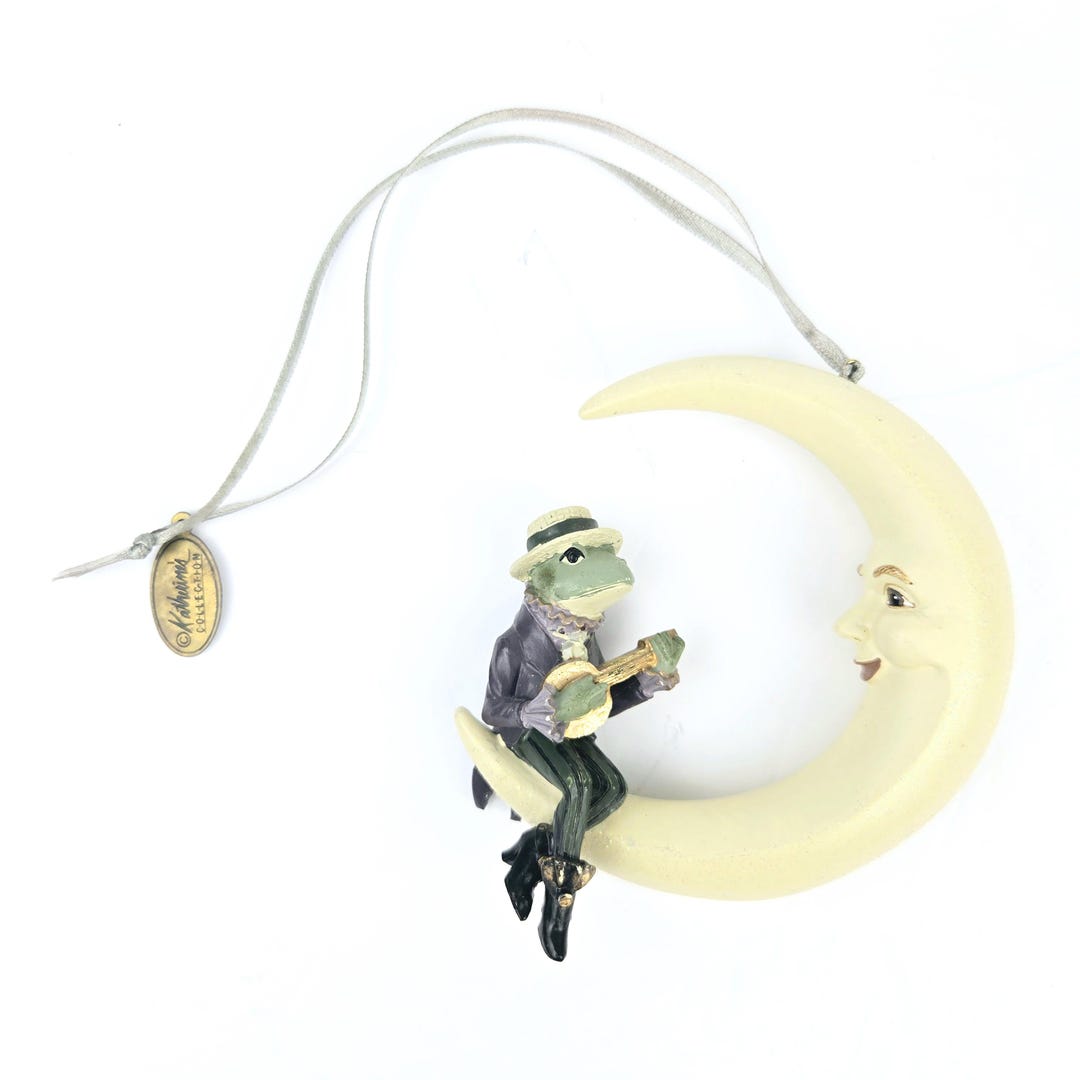 Vintage Katherine's Collection Frog Crescent Moon Banjo Music Ornament ...