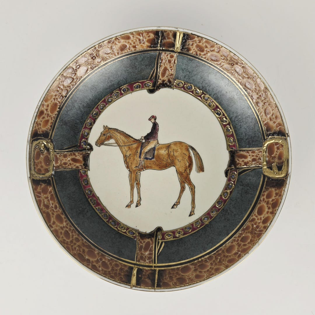 VTG Ceramic 1950s Decorative Bowl With Equestrian Theme Polo Player ...