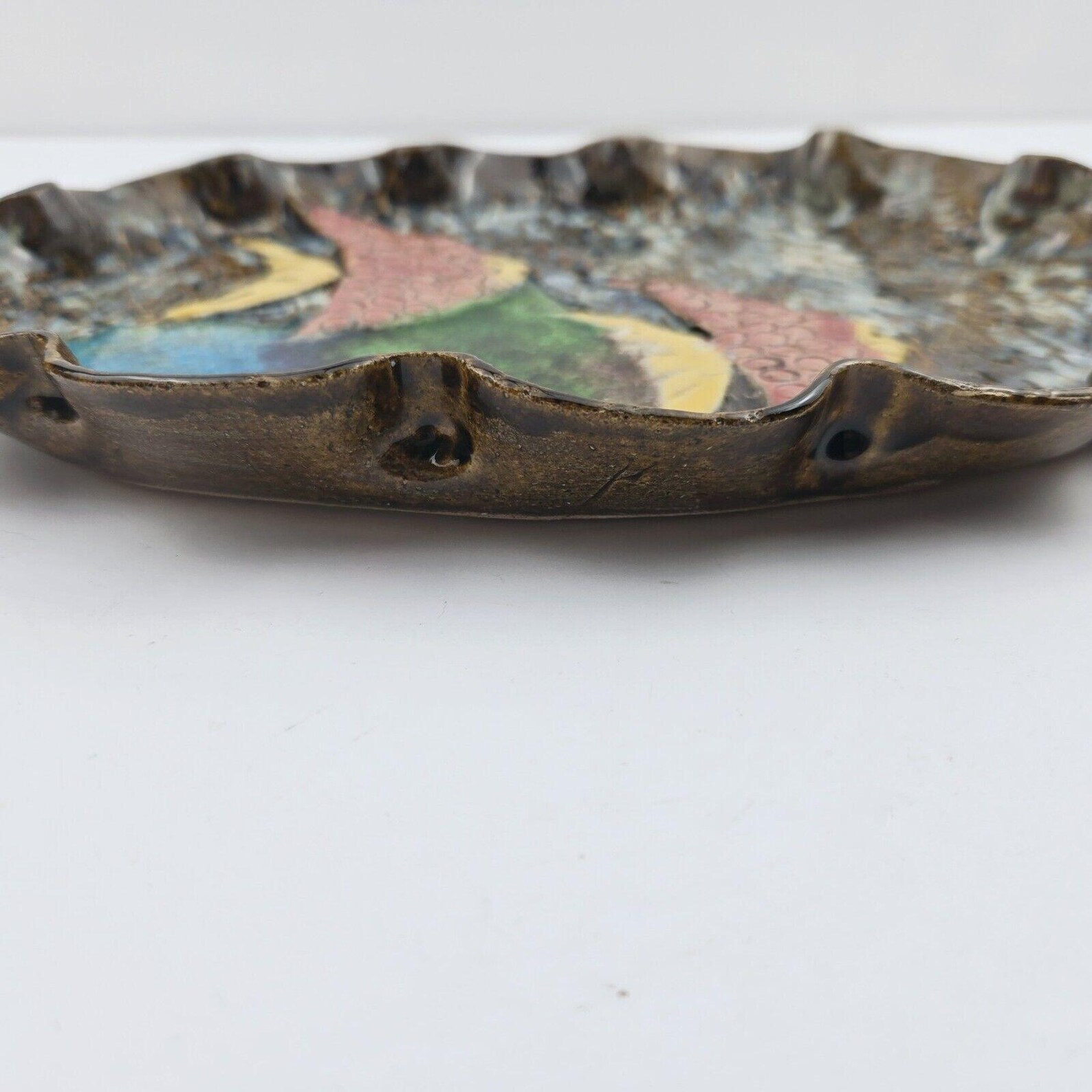 Studio Pottery Fish Serving Platter Glass Hand Made Trinket Dish Plate ...