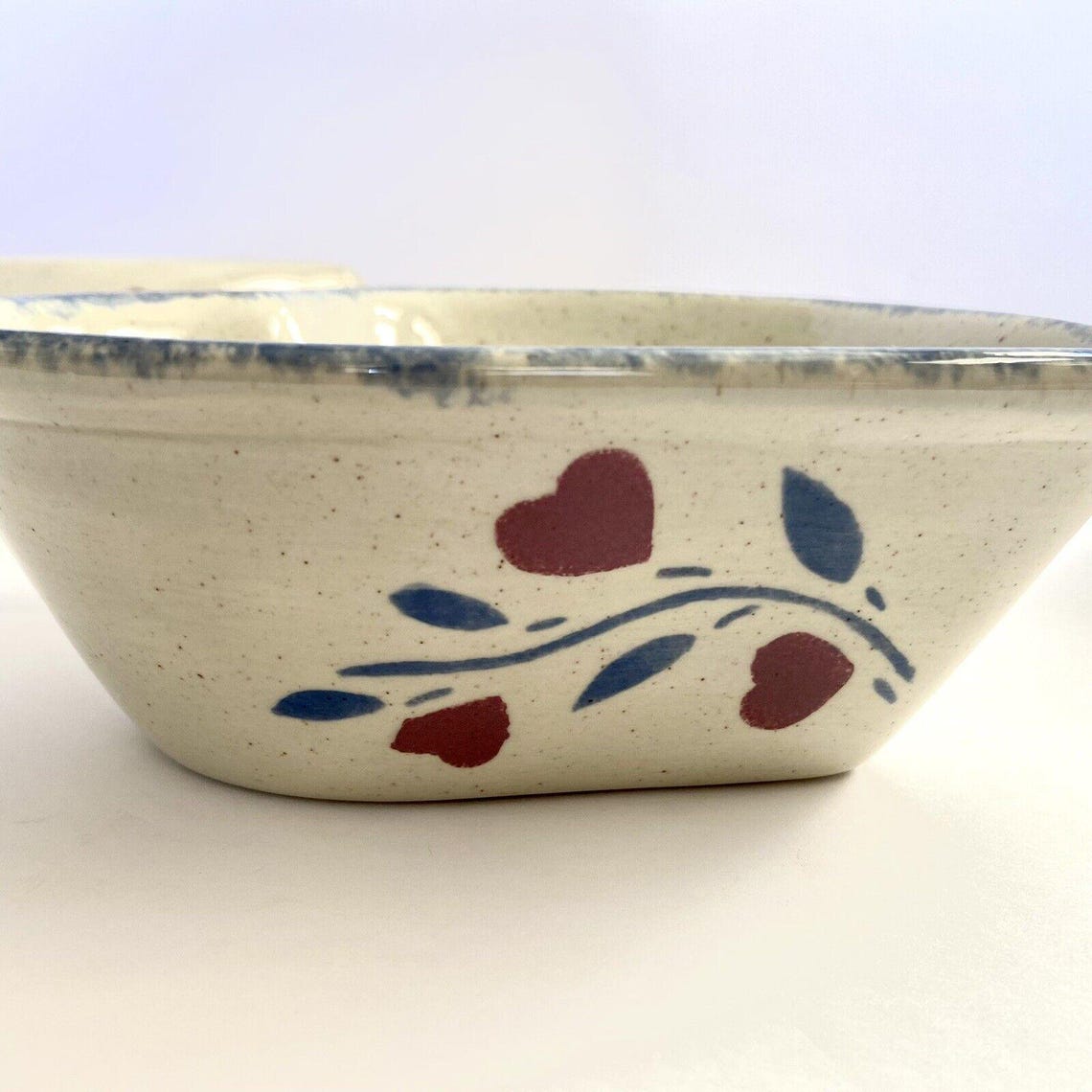Vintage Heart Shaped Blue Cottage Core Stoneware Nesting Serving Bowls ...