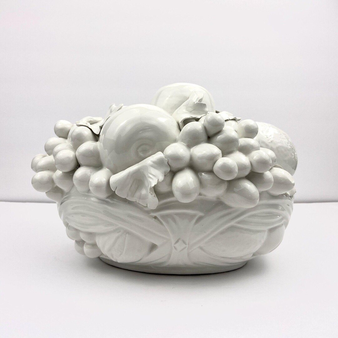 Vintage Italian White Blanc De Chine Creamware Fruit Basket Centerpiece ...