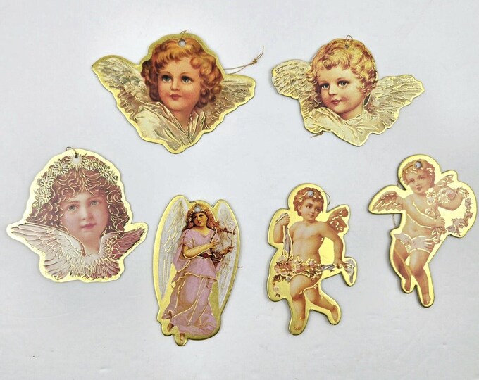 Vintage Die Cut Victorian Angels Cherubs Christmas Ornaments Double ...
