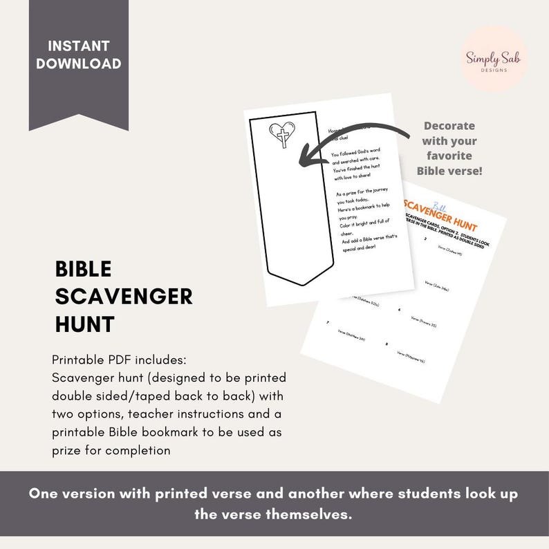 Bible Scavenger Hunt VBS Vacation Bible School Sunday School Homeschool ...