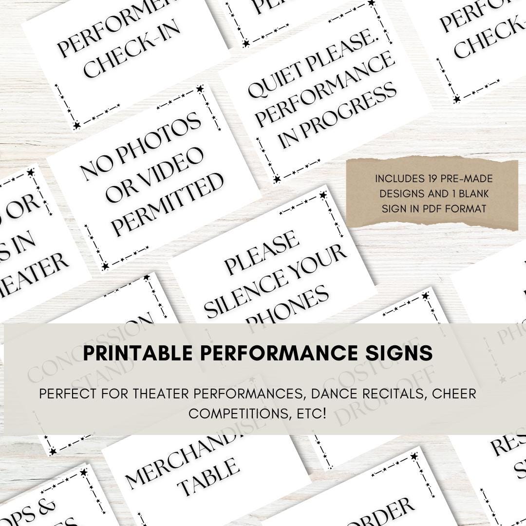 Performance Signage Pack Printable Designs for Performances Dance ...