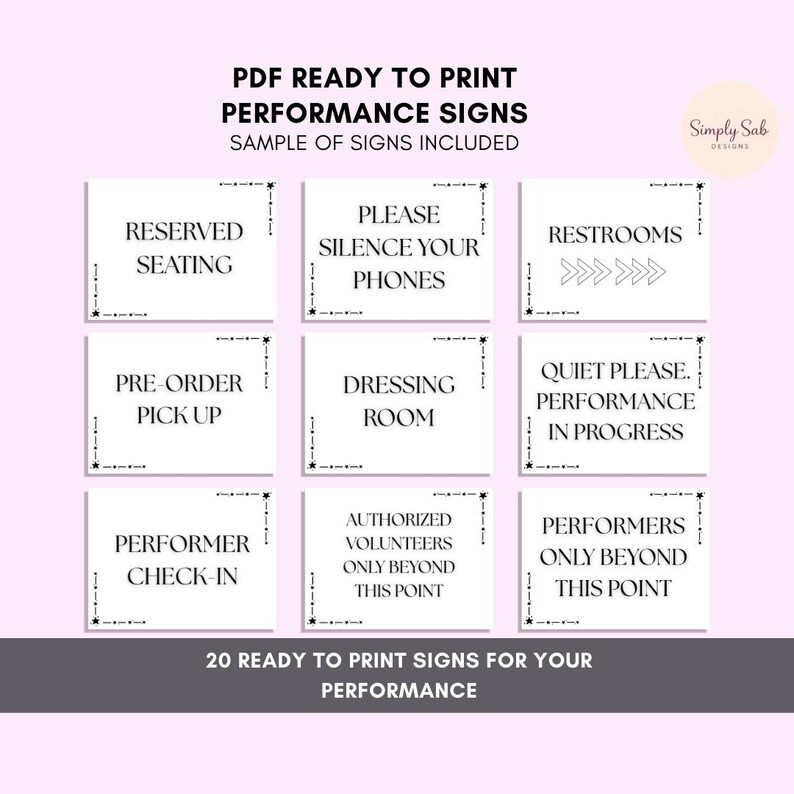 Performance Signage Pack Printable Designs for Performances Dance ...