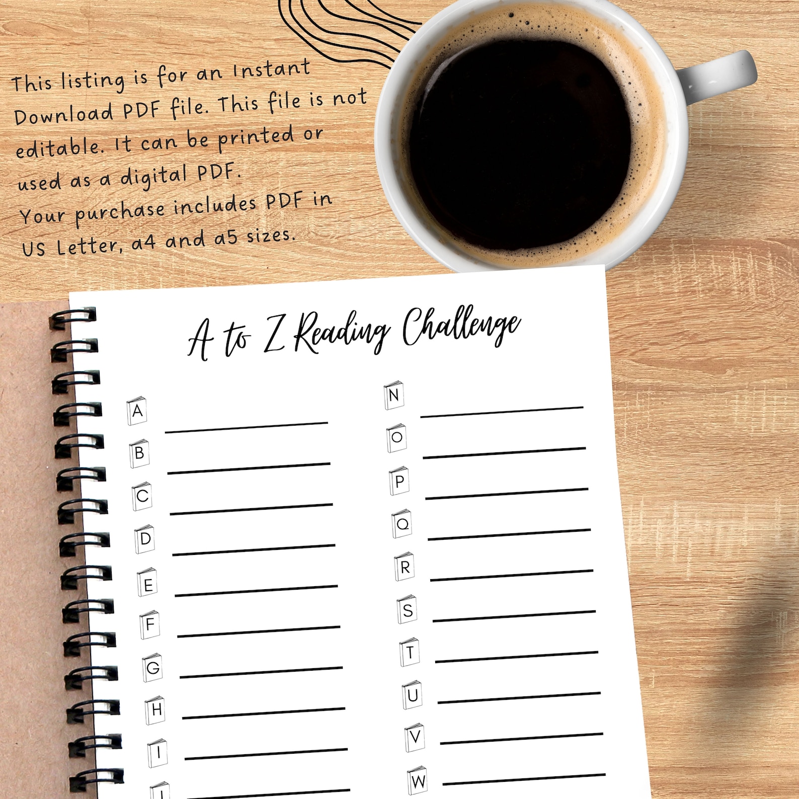 Printable Reading Challenge Tracker | A-Z Book Challenge| Alphabet Book ...