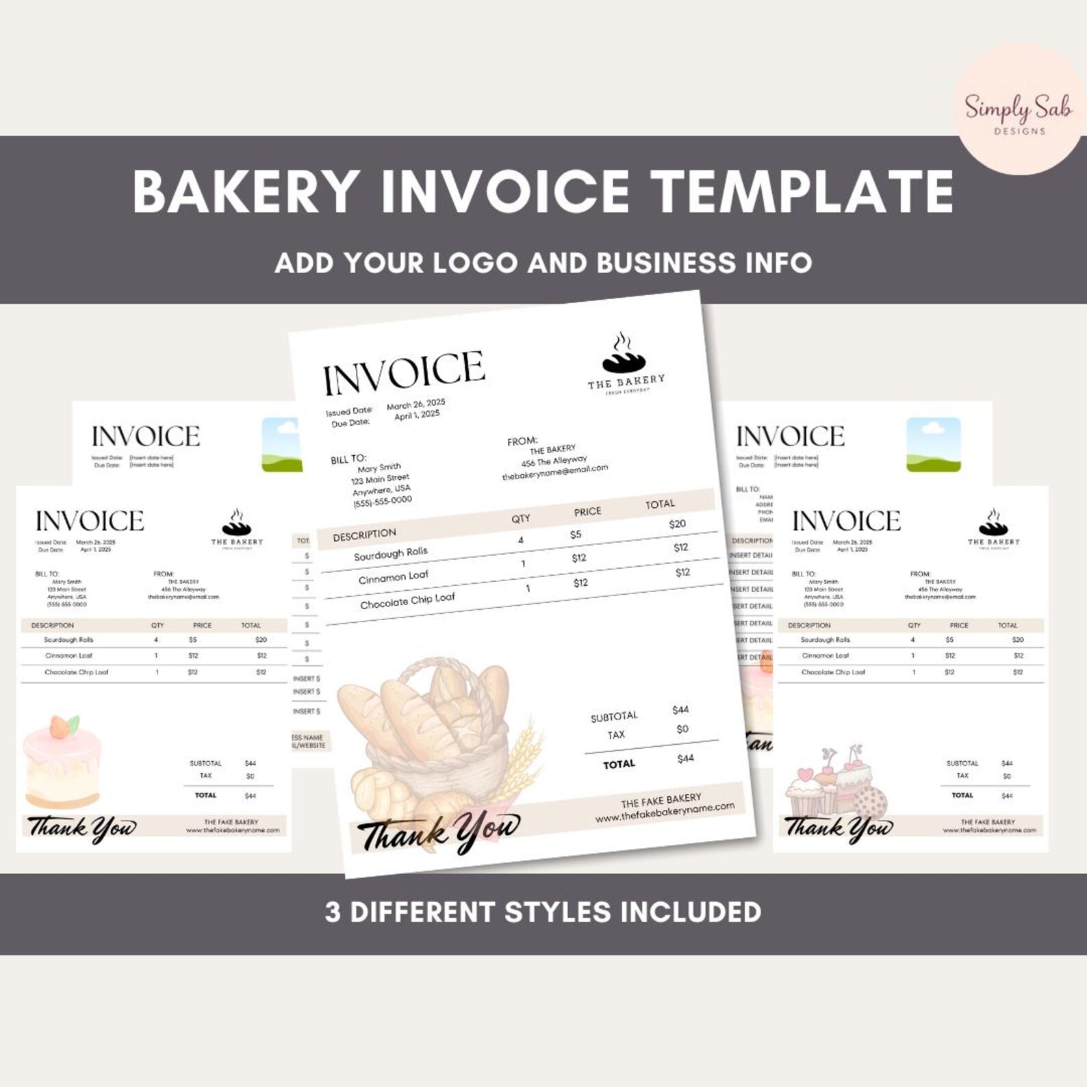 Editable Bakery Invoice Template for Small Bakery Business Home Bakery ...