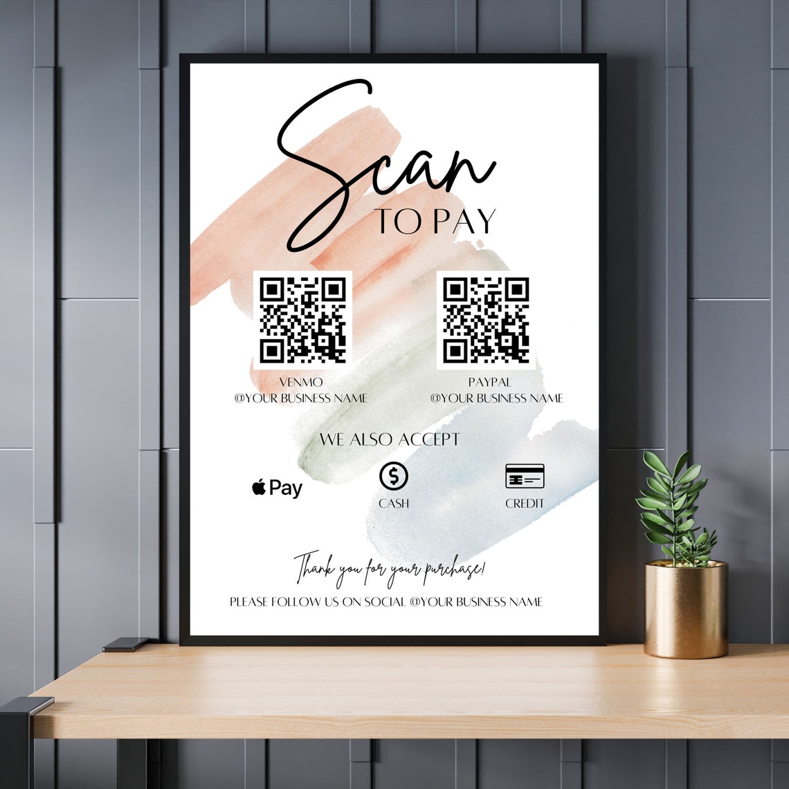 Scan to Pay Sign Digital Canva Template, Small Business Payment Sign ...