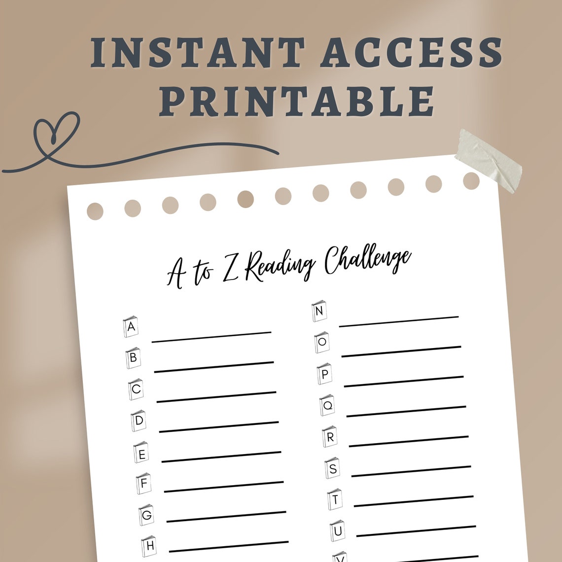 Printable Reading Challenge Tracker | A-Z Book Challenge| Alphabet Book ...