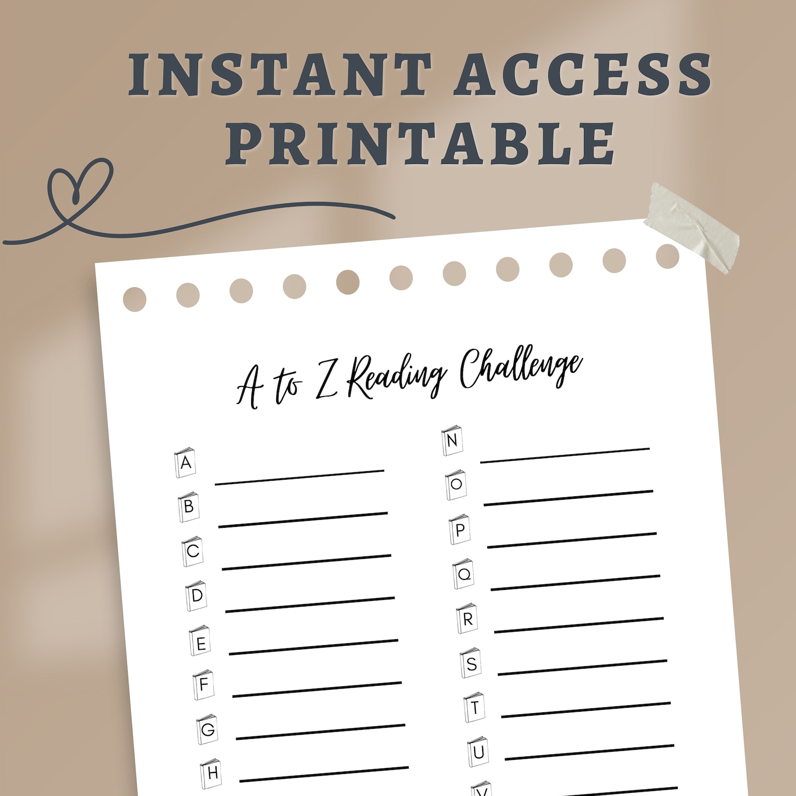 Printable Reading Challenge Tracker | A-Z Book Challenge| Alphabet Book ...