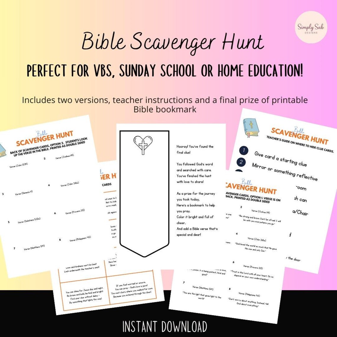 Bible Scavenger Hunt VBS Vacation Bible School Sunday School Bible ...