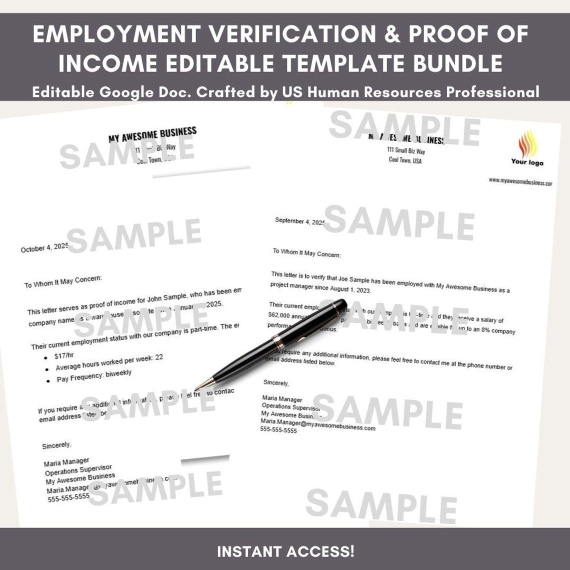 Employment Verification & Proof of Income Letter Templates | HR ...