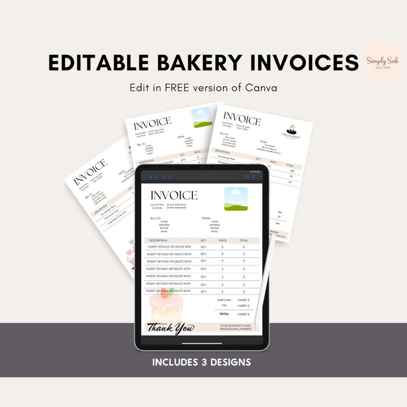 Editable Bakery Invoice Template for Small Bakery Business Home Bakery ...