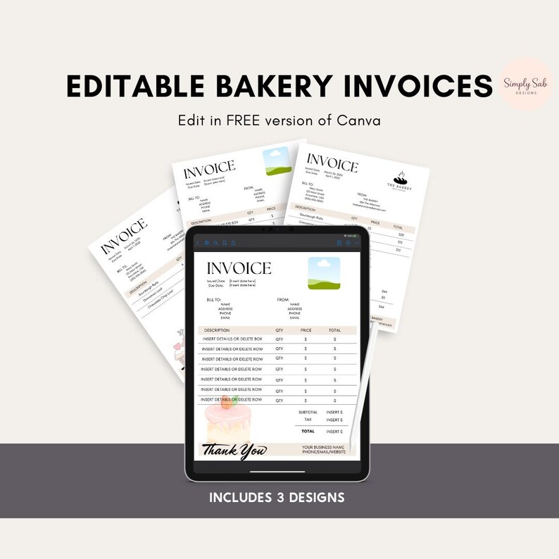 Editable Bakery Invoice Template for Small Bakery Business Home Bakery ...