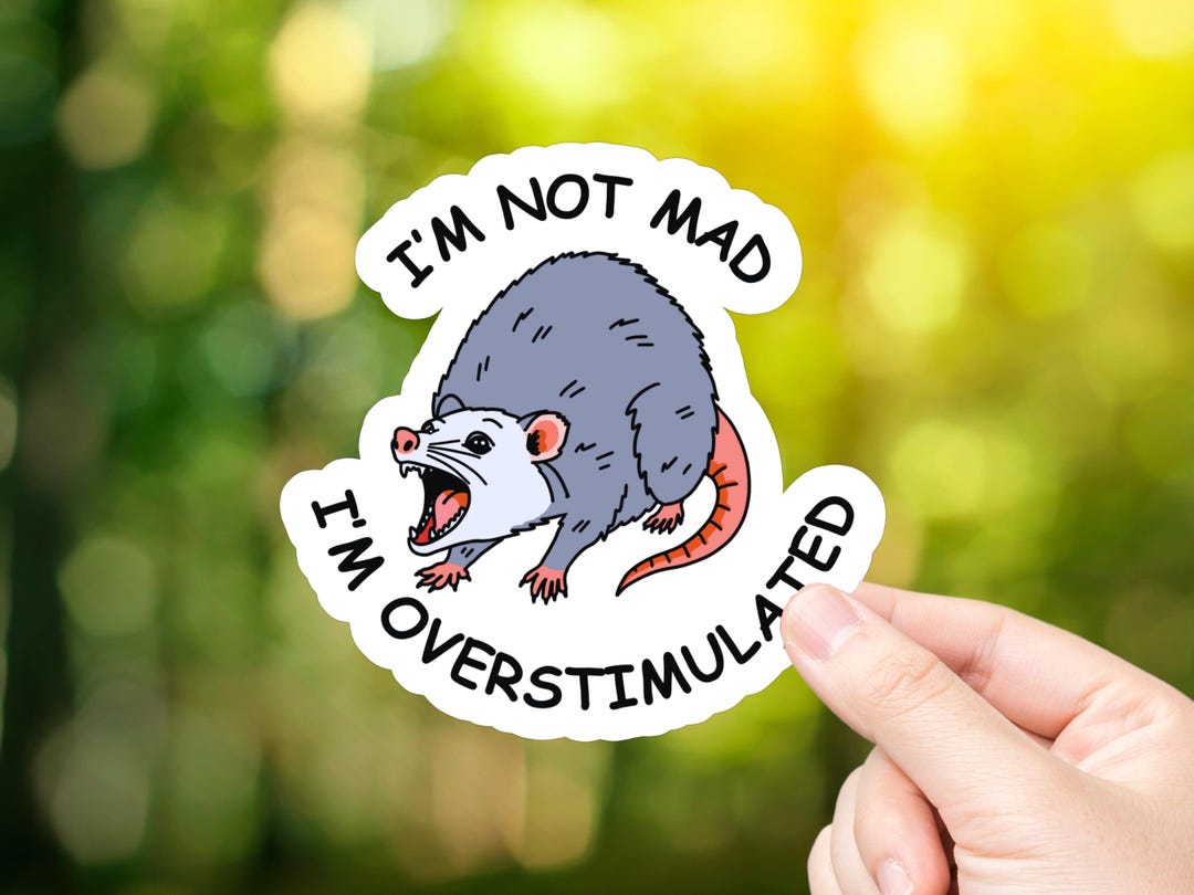 I'm Not Mad I'm Overstimulated Vinyl Sticker | Opossum Sticker | Laptop ...
