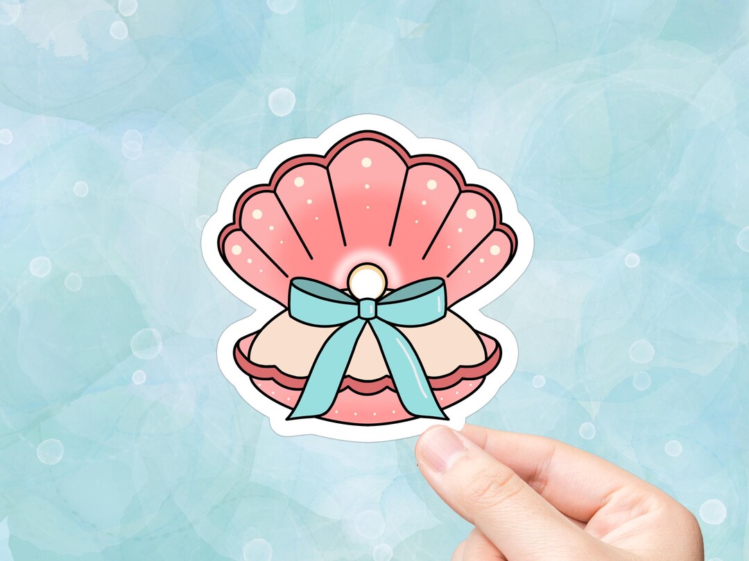 Pink Seashell Vinyl Sticker | Laptop Stickers | Water Bottle Stickers ...