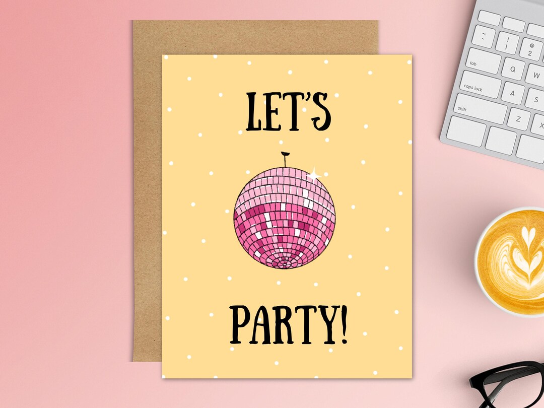 Disco Ball Greeting Card: Let's Party Blank Card - Etsy