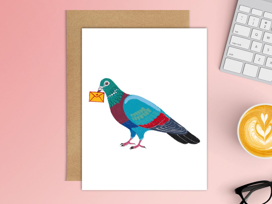 Messenger Pigeon Greeting Card | Any Occasion Greeting Card | Thinking ...