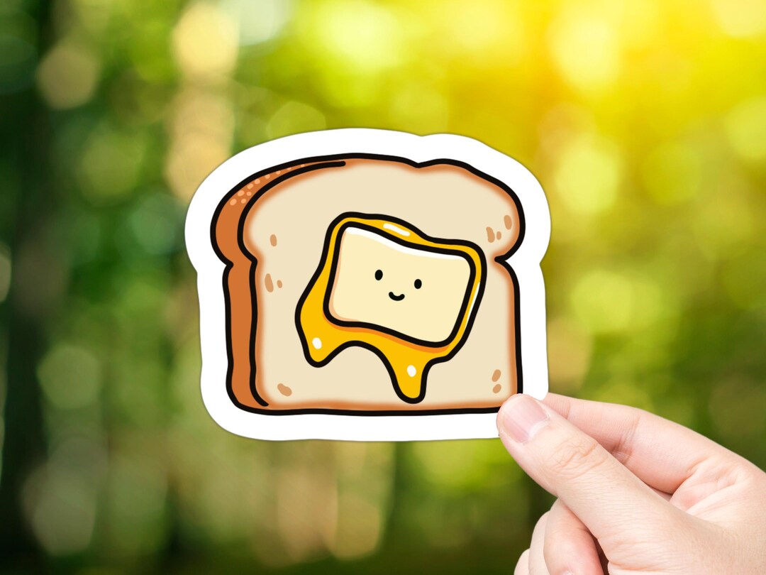 Cute Butter Bread Toasty Vinyl Sticker | Food Sticker | Laptop Stickers ...