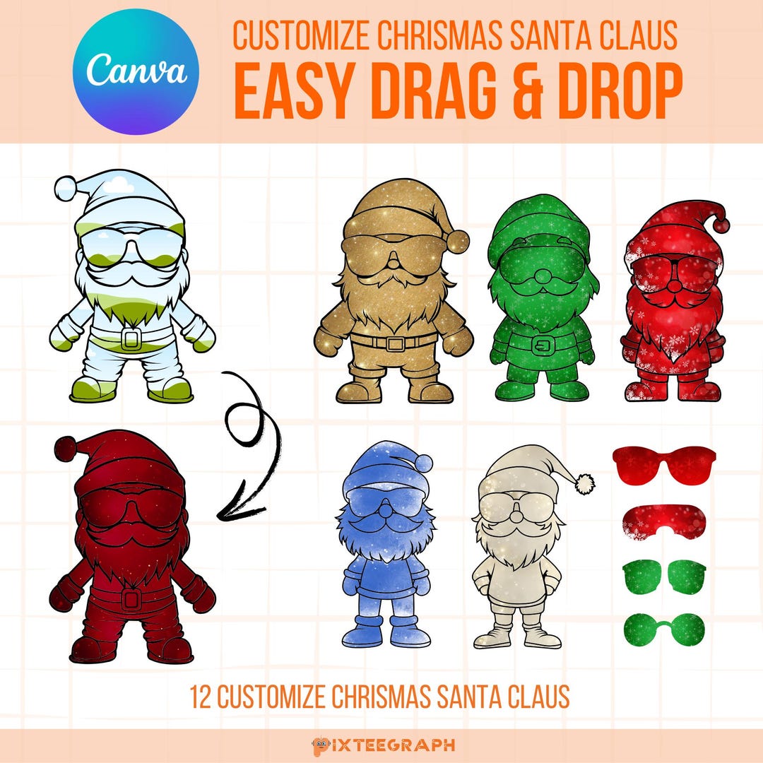 Christmas Santa Claus Canva Frame, Canva Templates , Santa Claus ...