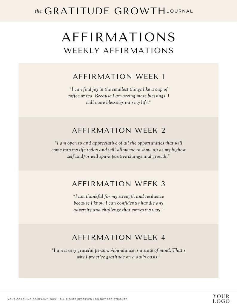 Printable Gratitude Growth Journal - Etsy