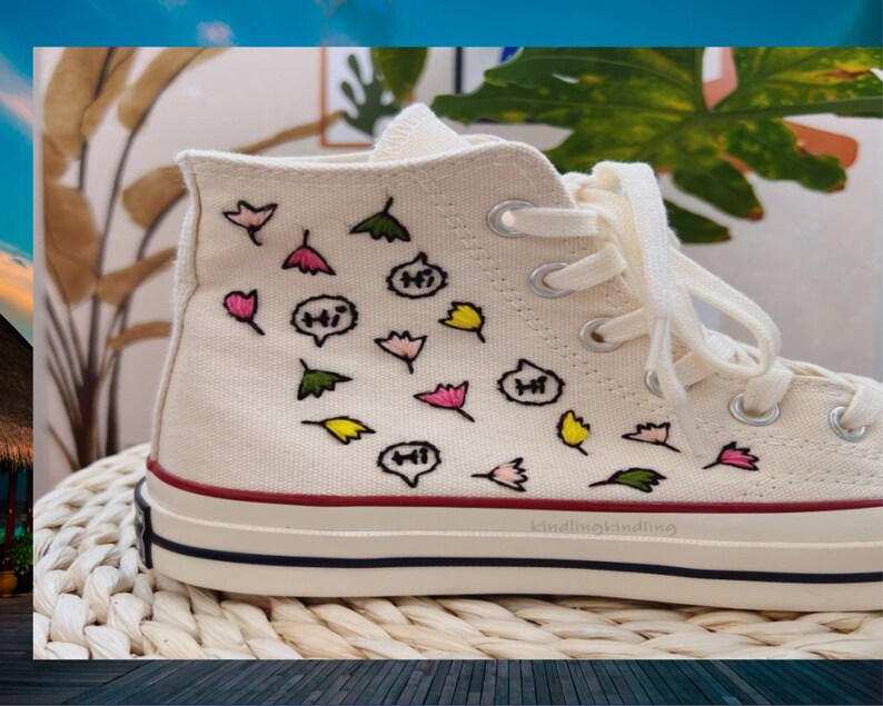 Custom Heartstopper Merch Embroidered Converse Leaves Hi Hi Bubble ...