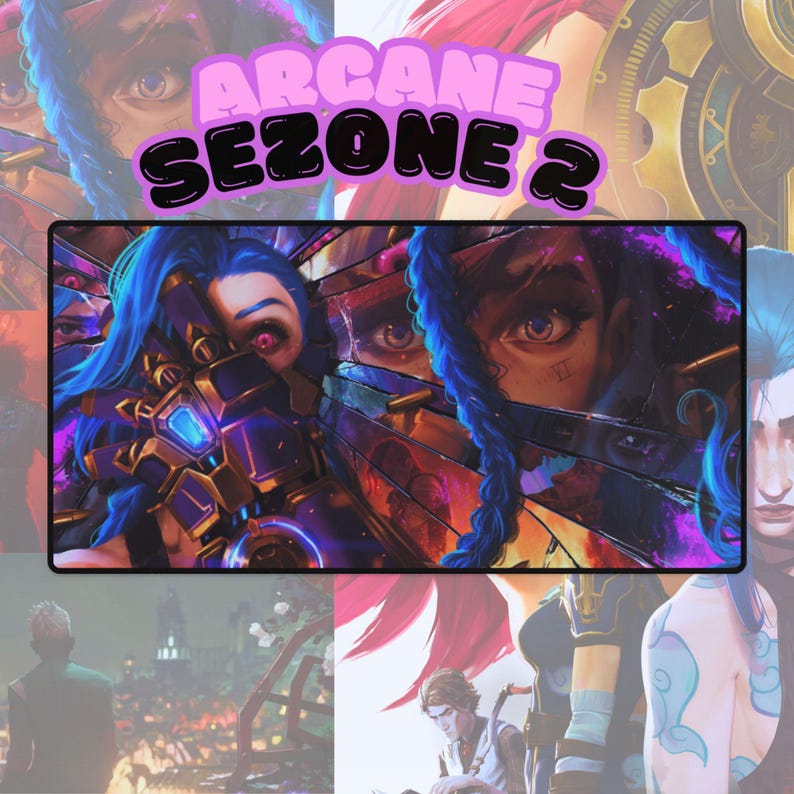 Mouse Pad, JINX and VI Characters Arcane 2 Season Table Mat Gaming ...