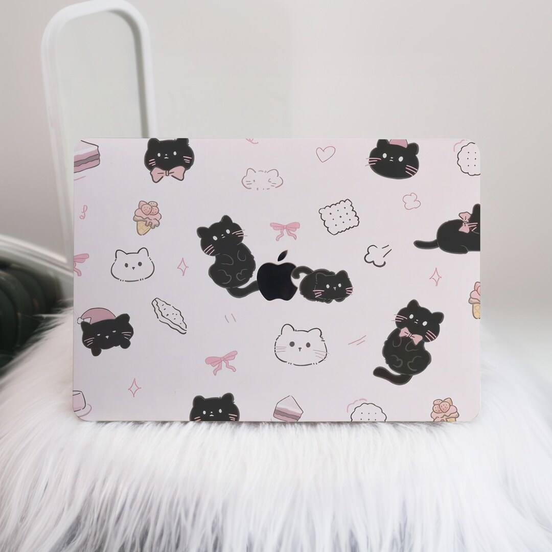 Pink Cute Black Cats MacBook Case,hard Protective Laptop Case,air15/13/ ...