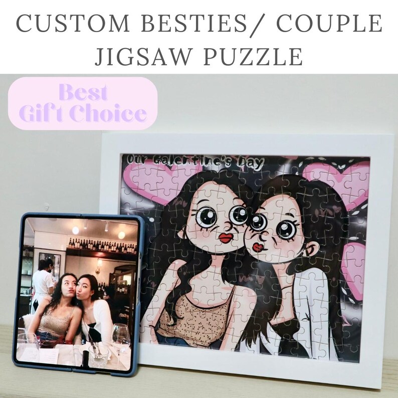 Personalized Couple Cartoon Puzzle | Custom Illustrated Portrait Jigsaw ...