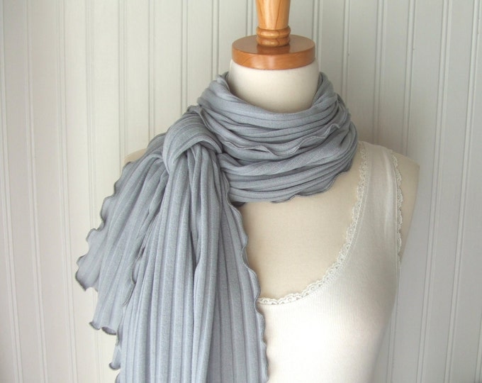 Nickel Grey Ribbed Jersey Ruffled Scarf Silver Gray Winter - Etsy