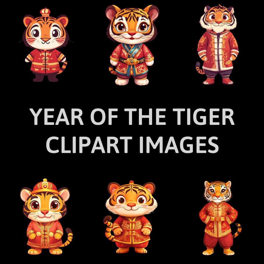 Cute Chinese New Year Tiger Clipart, Cute Lunar Zodiac Art (digital ...