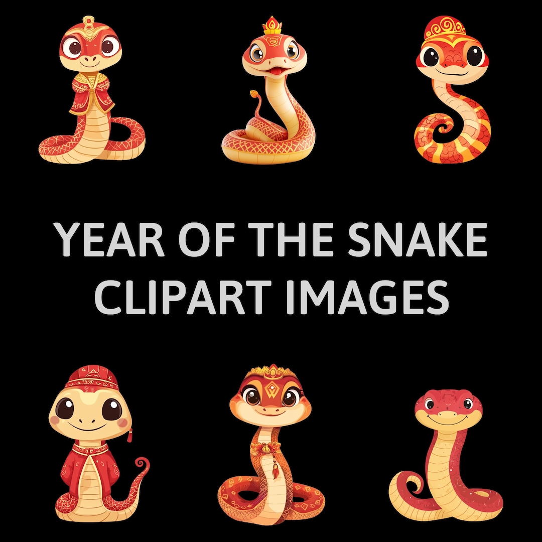 Chinese New Year Snake Clipart, Cute Lunar Zodiac Art (digital Download ...
