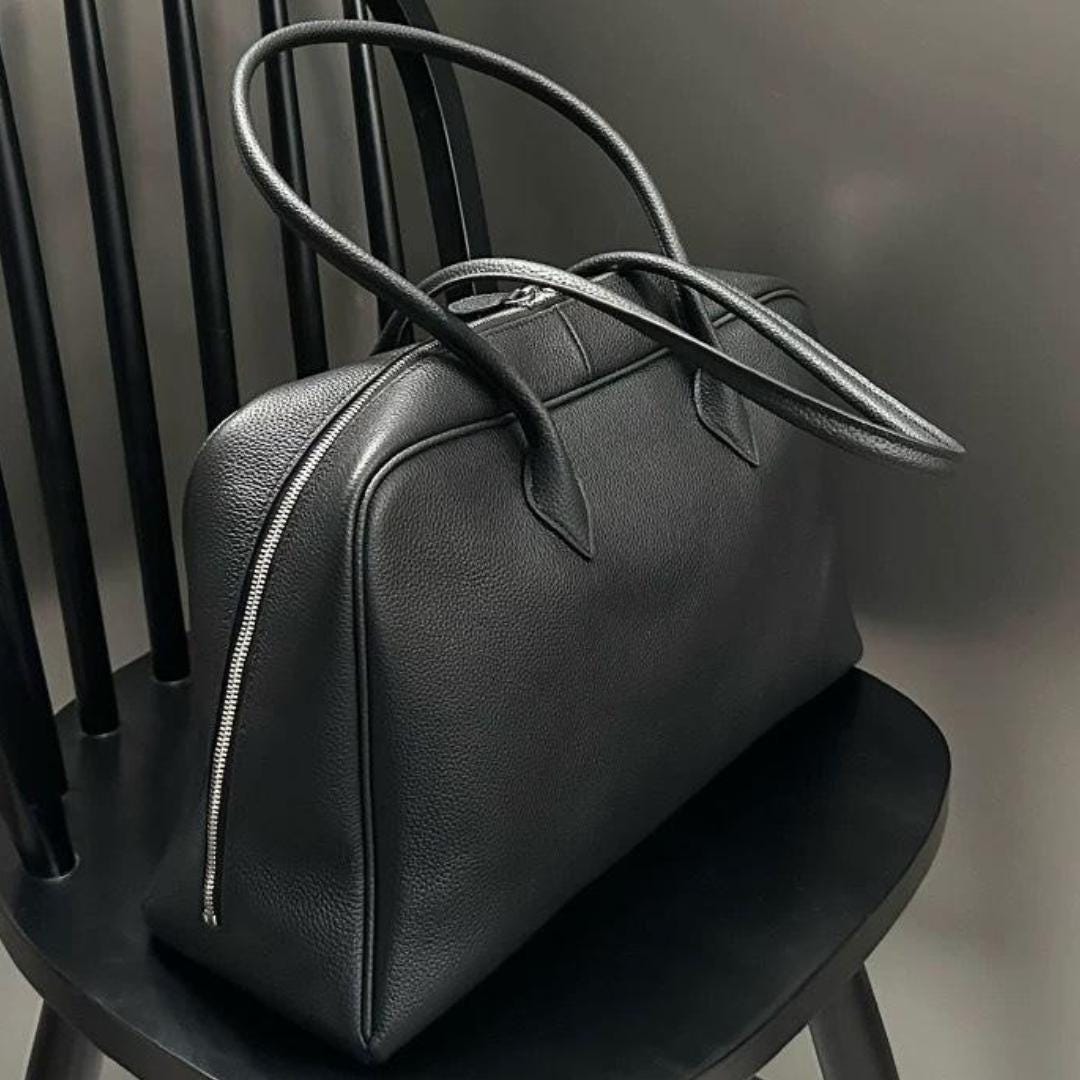 Soft Leather Top Handle Bag, Classic Minimal Tote Bags, Large Leather ...