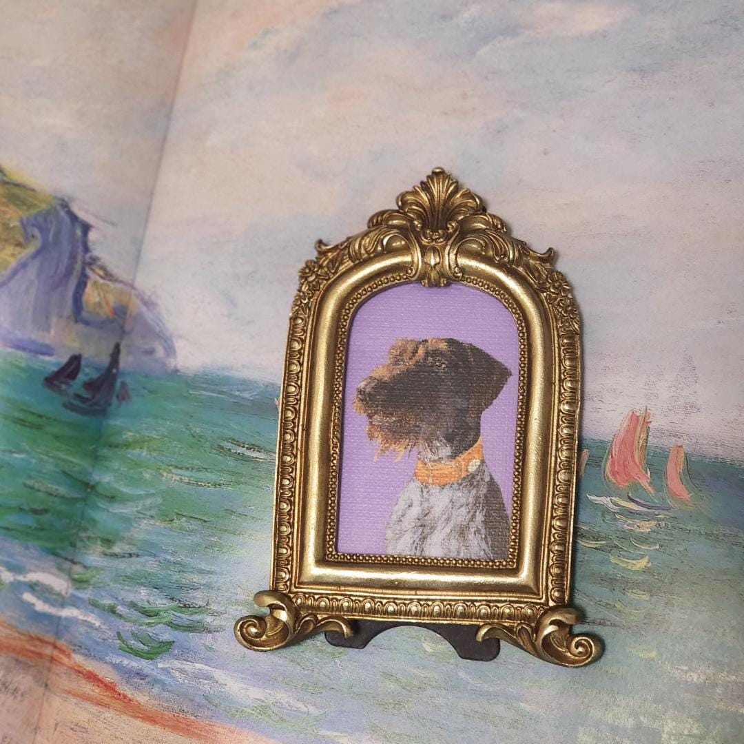 Mini Pet Portrait: Hand-painted Acrylic in Vintage Baroque Frame - Etsy