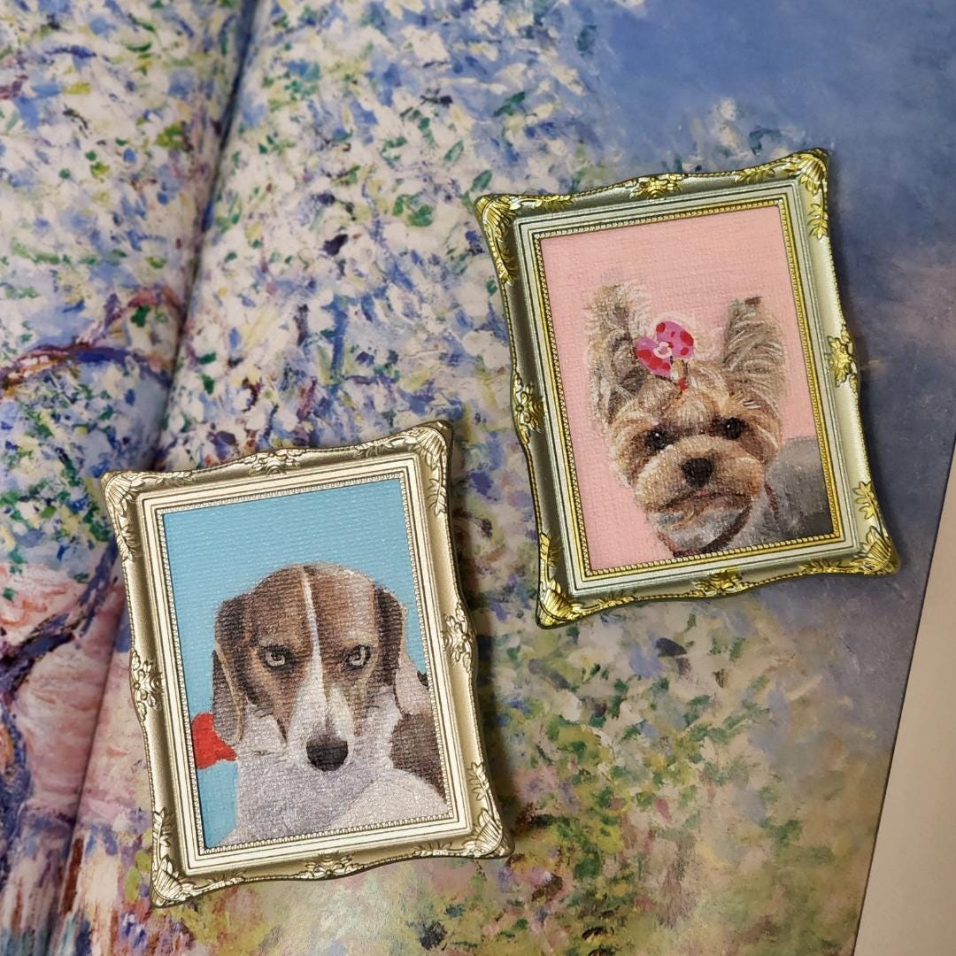 Hand-painted Pet Portrait: Custom Acrylic Painting in Baroque Frame - Etsy
