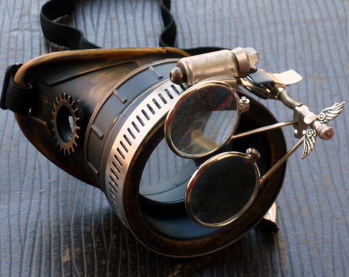 Steampunk Goggles Monocle Eyepatch Costume Biker Glasses Clear Lens ...