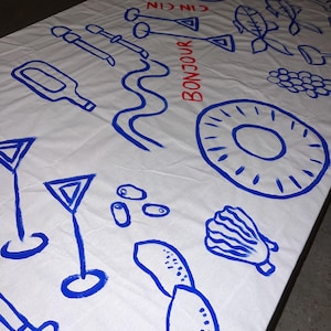 Hand Painted Table Cloth- Mediterranean - Etsy