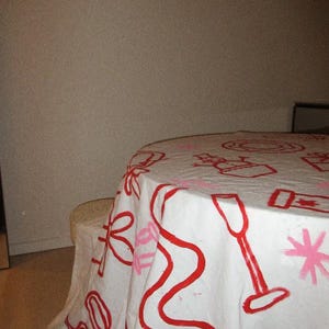 Hand Painted Table Cloth- Friendsmas - Etsy