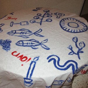 Hand Painted Table Cloth- Mediterranean - Etsy