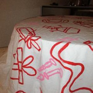 Hand Painted Table Cloth- Friendsmas - Etsy