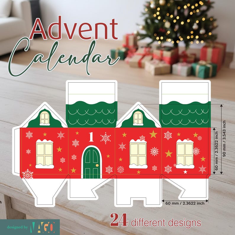 Printable Advent Calendar, Christmas Countdown Boxes, Hanging Countdown ...