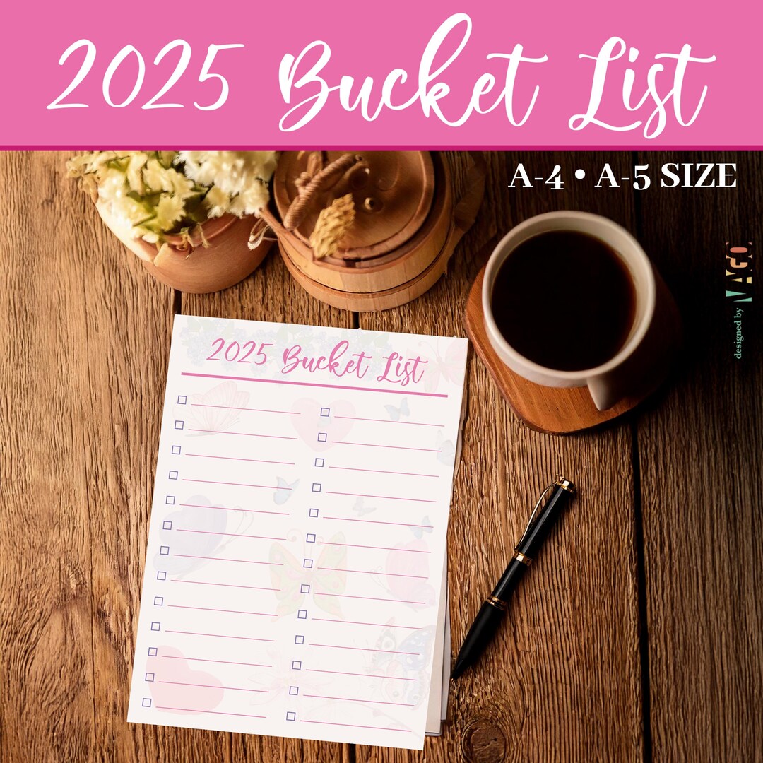 2025 Bucket List, Printable Bucket List, Planner Page, Life Goals List ...