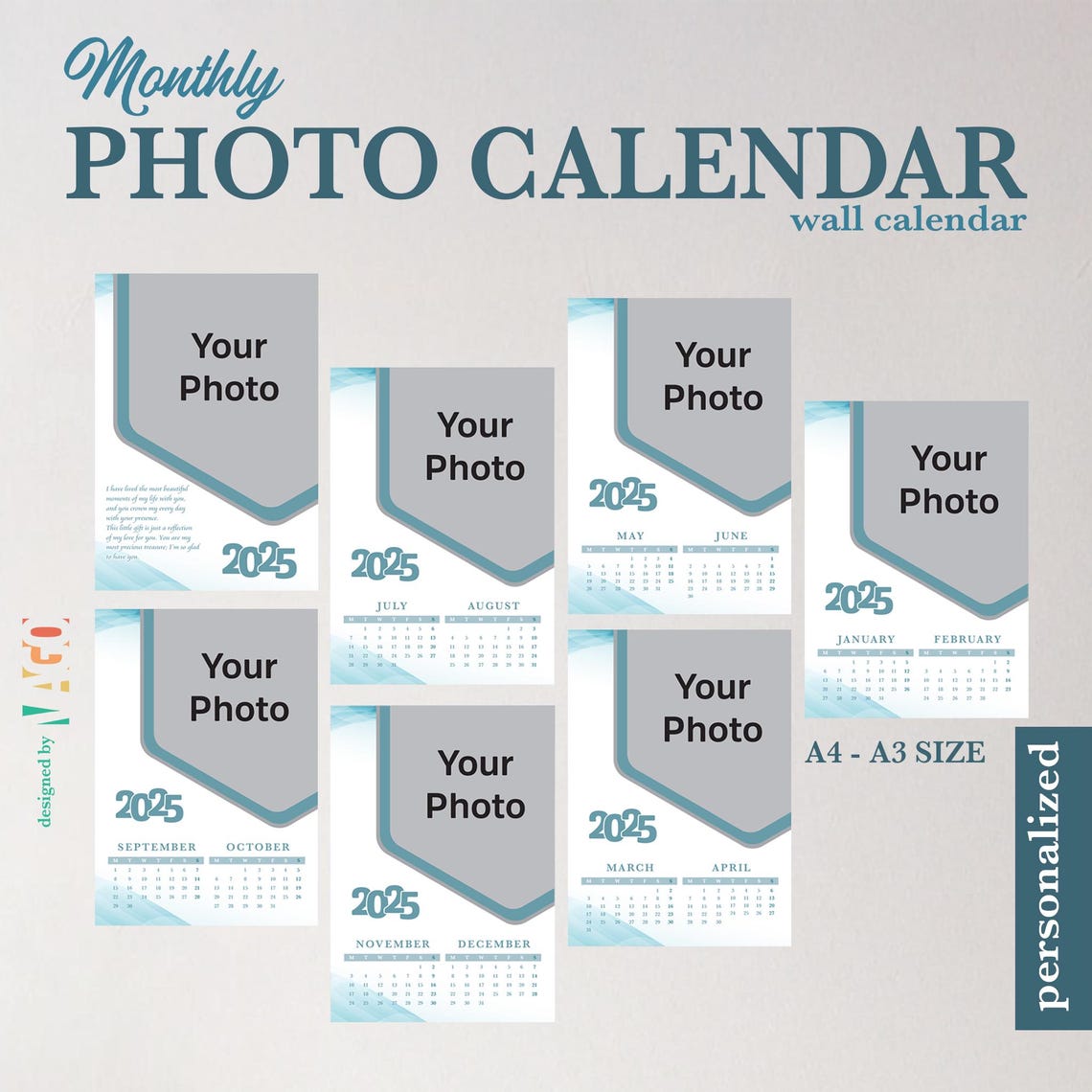 2025 Calendar, 2025 Personalized Calendar,personalized Calendar, Wall ...