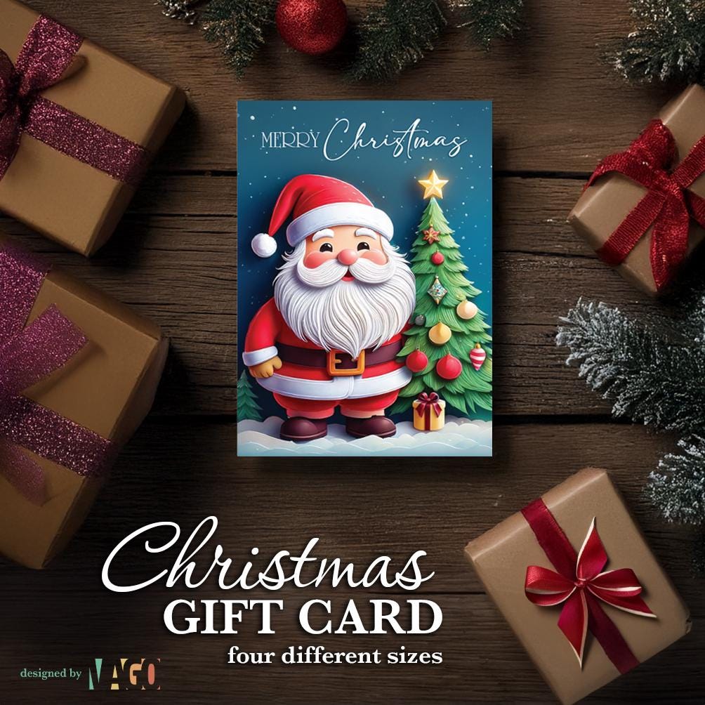 Printable Christmas Gift Card, Santa Design (digital Download) - Etsy