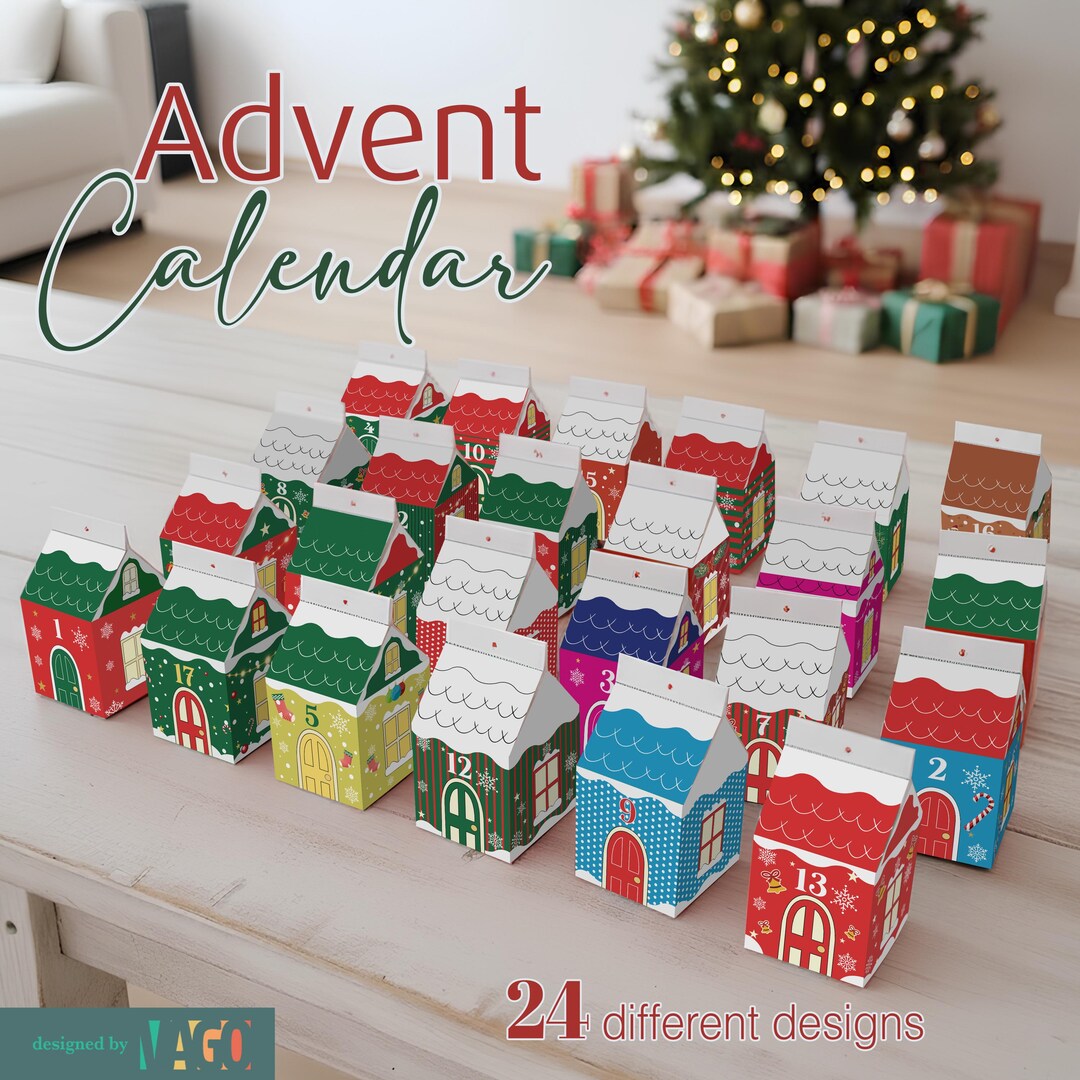 Printable Advent Calendar, Christmas Countdown Boxes, Hanging Countdown ...